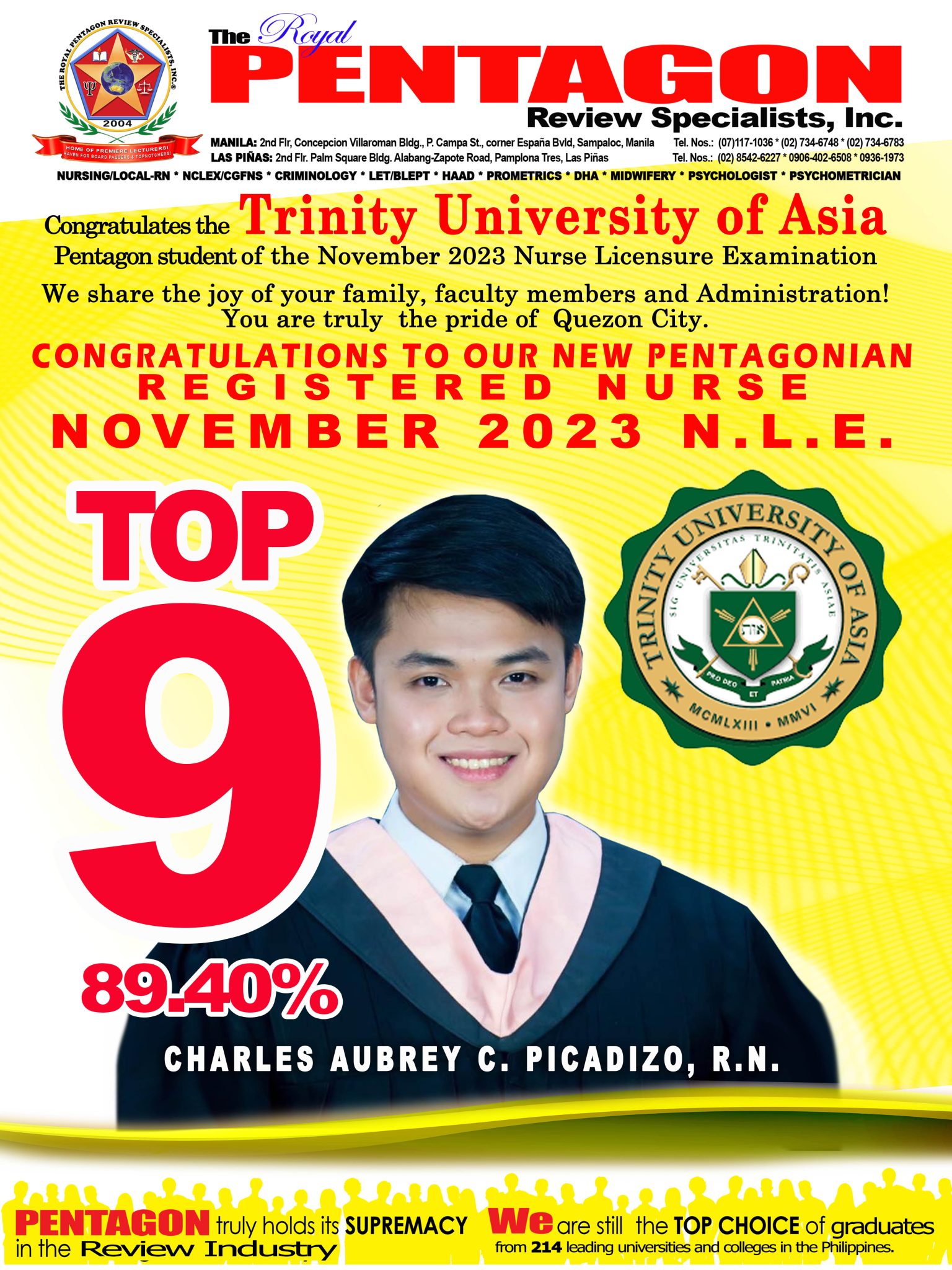 Trinity University of Asia – Top 9 - The Royal Pentagon Review ...